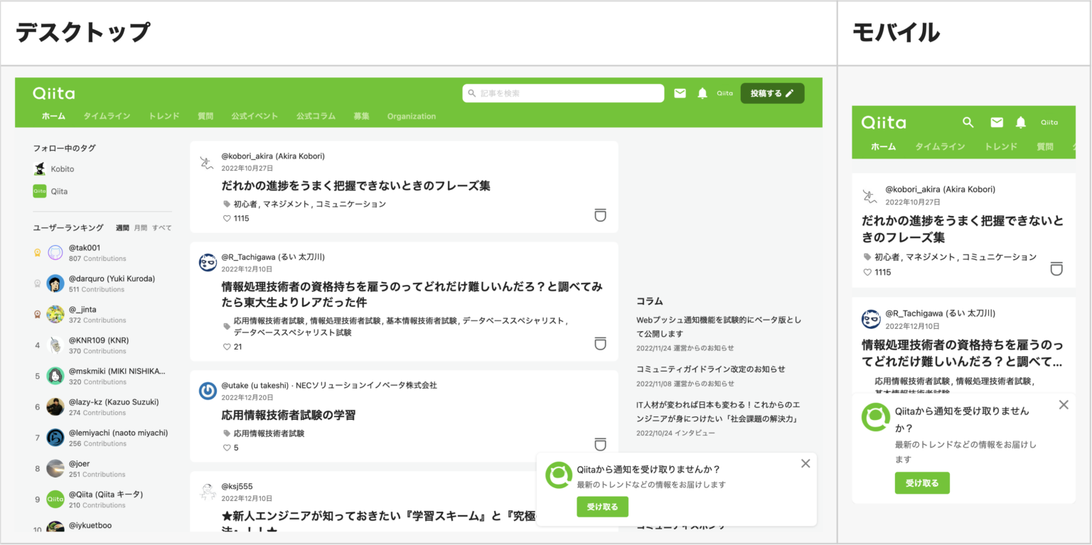 Webプッシュ通知機能を正式版として公開します - Qiita Blog